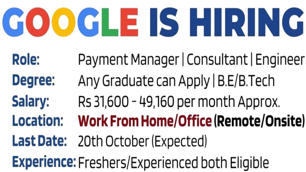 Google is Hiring Work From Home for Payments Program Manager ...